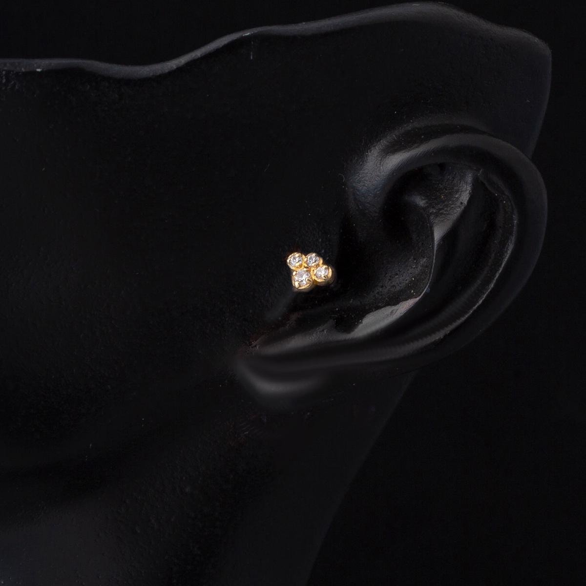 Tektaş 14 Ayar Tragus Altın Küpe ｜ Bilezikci Piercing