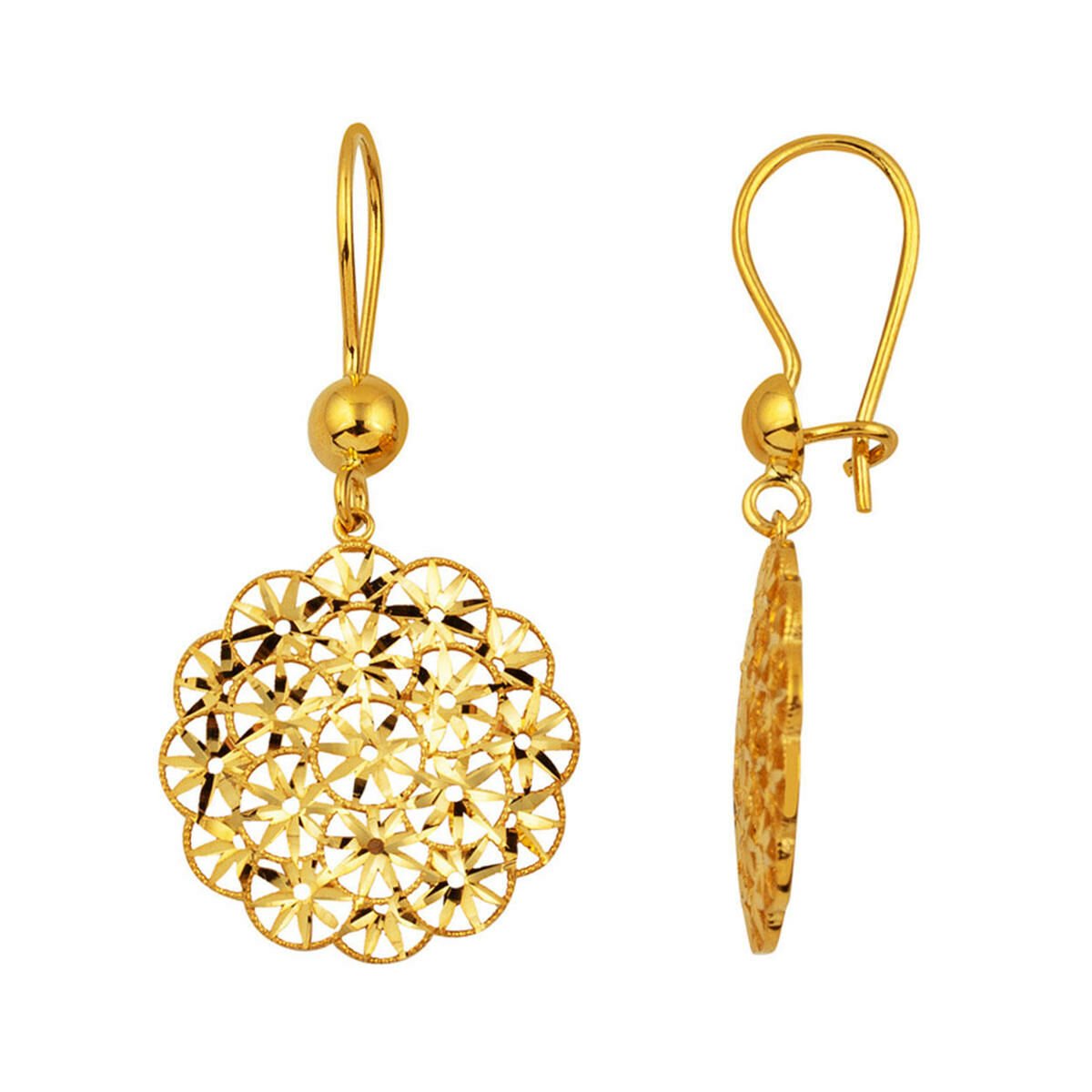 Yaşam Çiçeği Sallantılı 22 Ayar Altın Küpe ｜ Bilezikci 22 Ayar Küpe