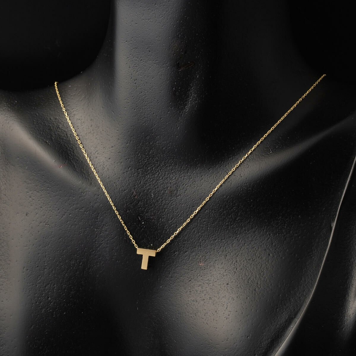 T Harfi 14 Ayar Altın Taşsız Minimal Harf Kolye ｜ Bilezikci Harf Kolye