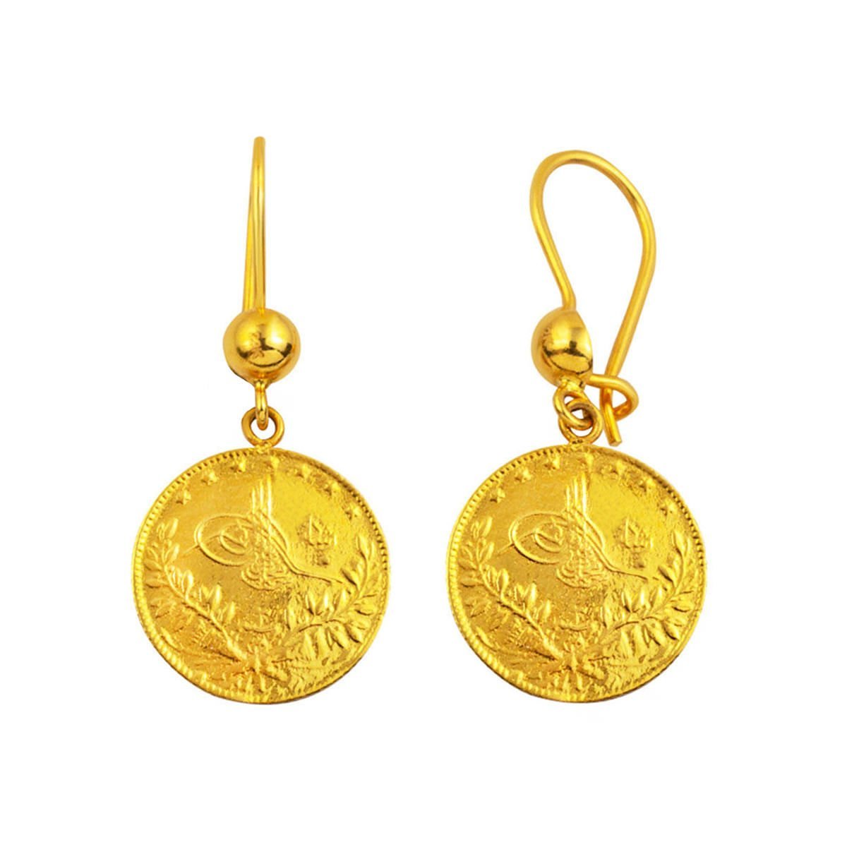 22 Ayar Yarım Reşat Sallantılı Altın Küpe ｜ Bilezikci 22 Ayar Küpe