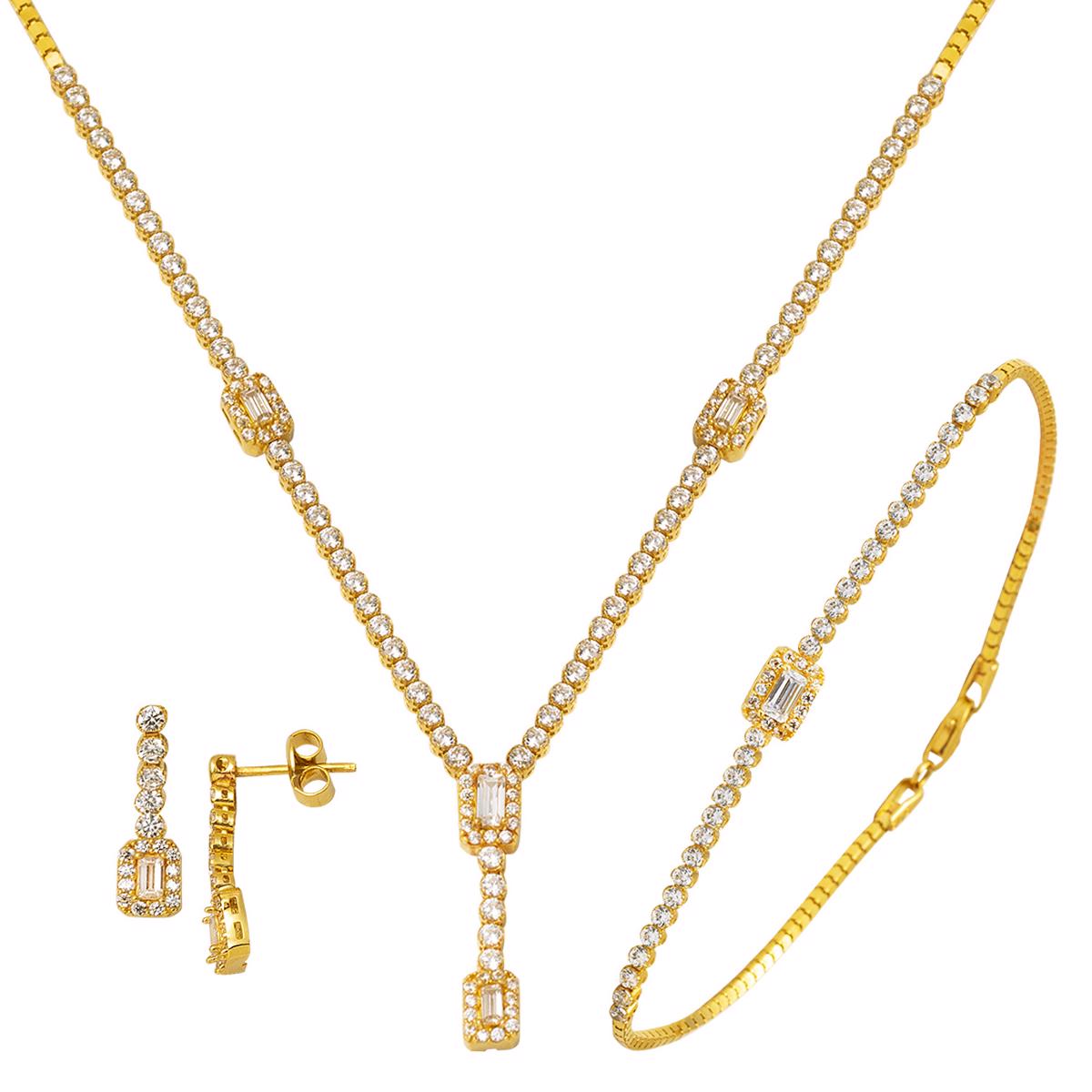 Baget Taşlı 14 Ayar Altın Takı Seti ｜ Bilezikci Baget Altın Set