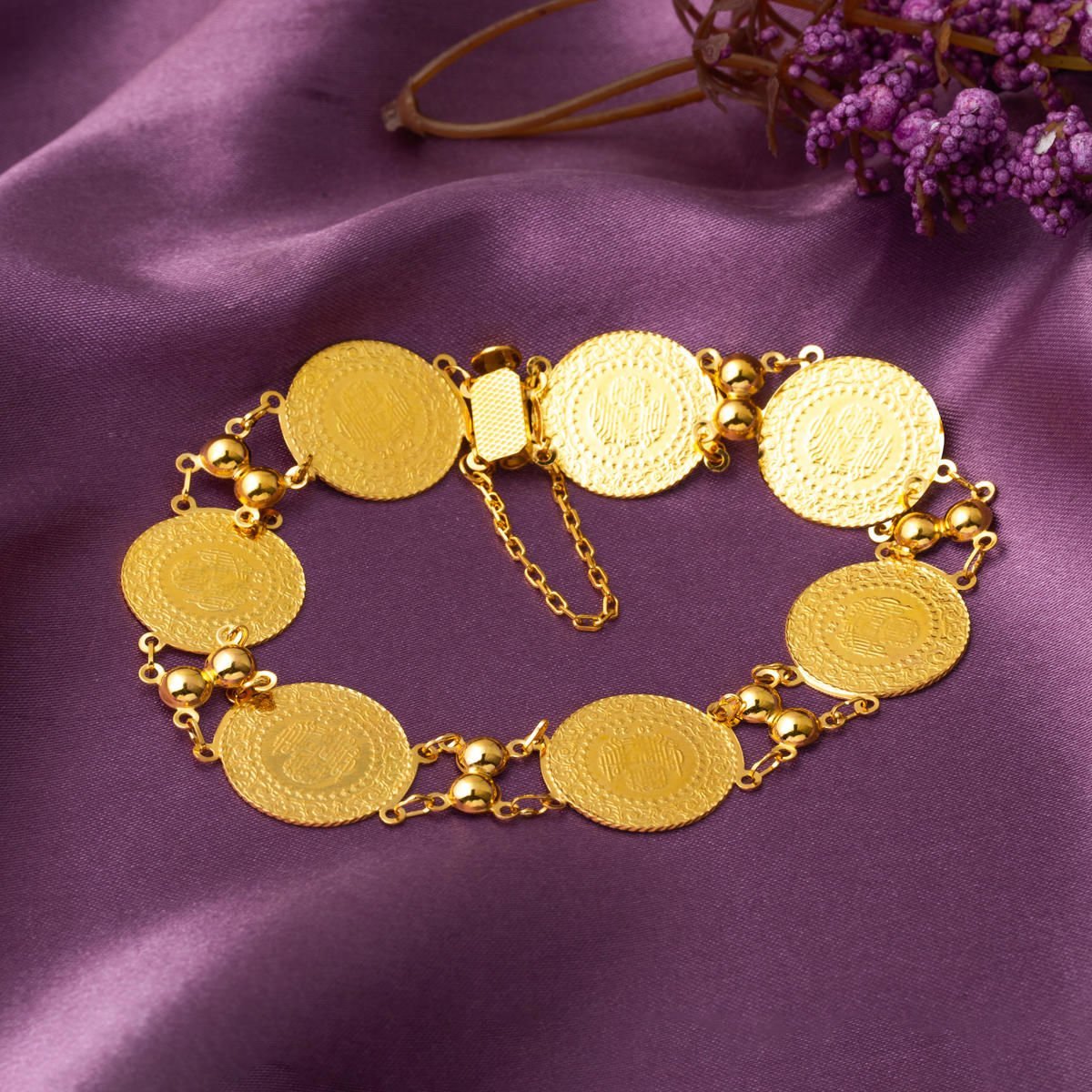 22 Ayar 7 Çeyrek Altınlı Kelepçe Bileklik ｜ Bilezikci Çeyrekli 22 Ayar ...