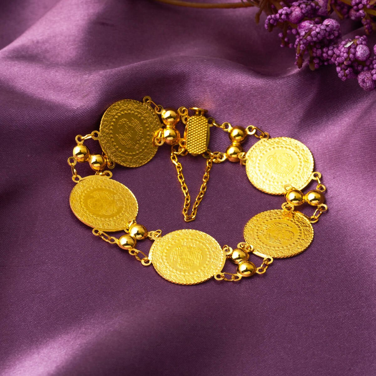 5 Çeyrek Altınlı 22 Ayar Kelepçe Bileklik ｜ Bilezikci Çeyrekli 22 Ayar ...