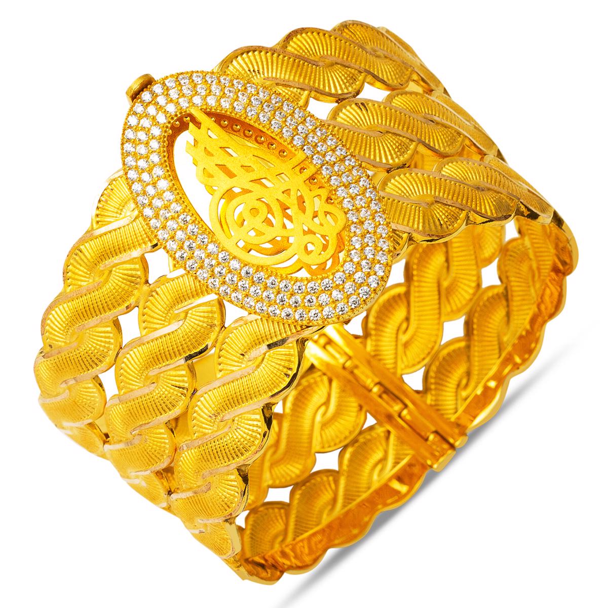 3 cm. Enli Tuğralı Altın Kelepçe Bilezik ｜ Bilezikci Tuğralı Altın Bilezik