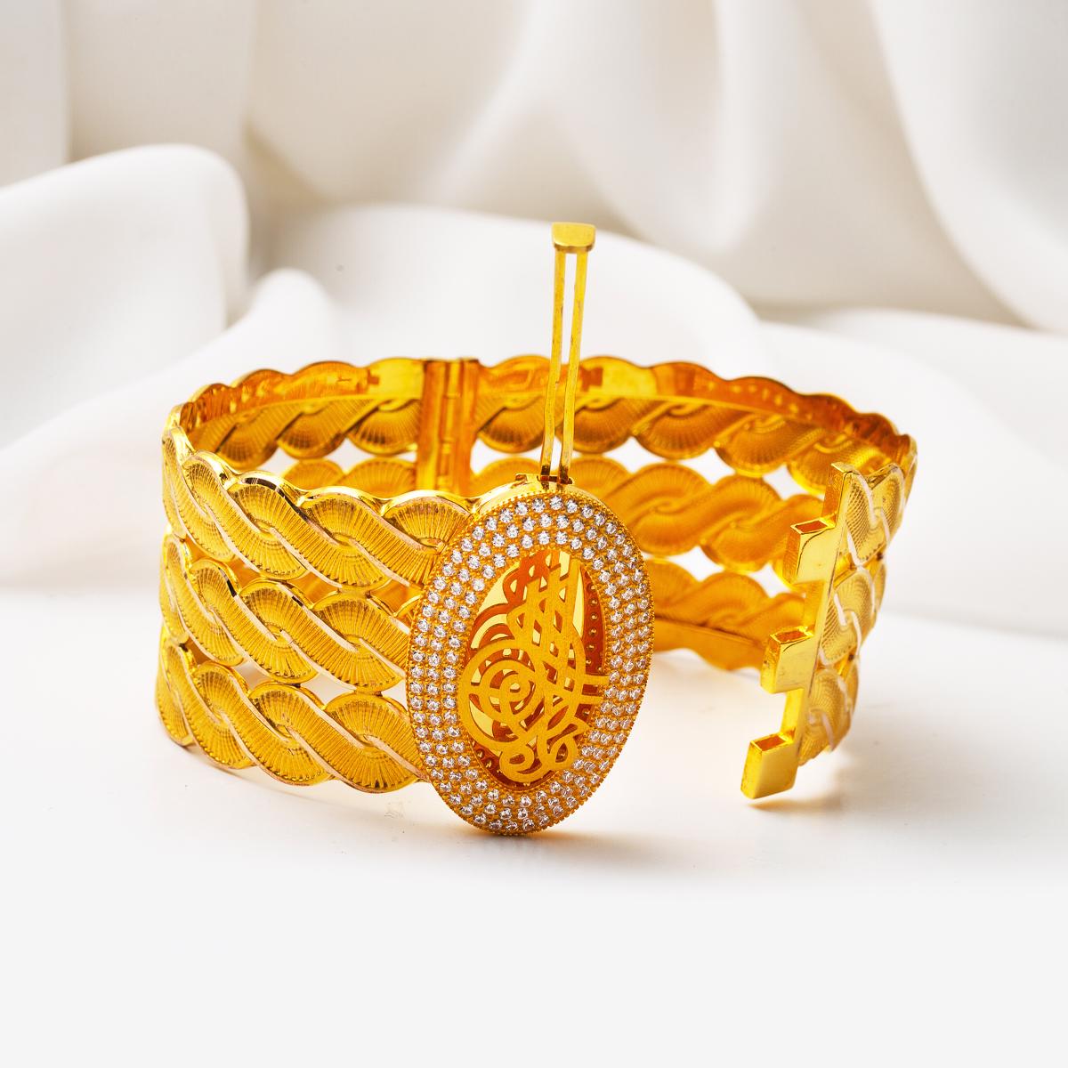 3 cm. Enli Tuğralı Altın Kelepçe Bilezik ｜ Bilezikci Tuğralı Altın Bilezik