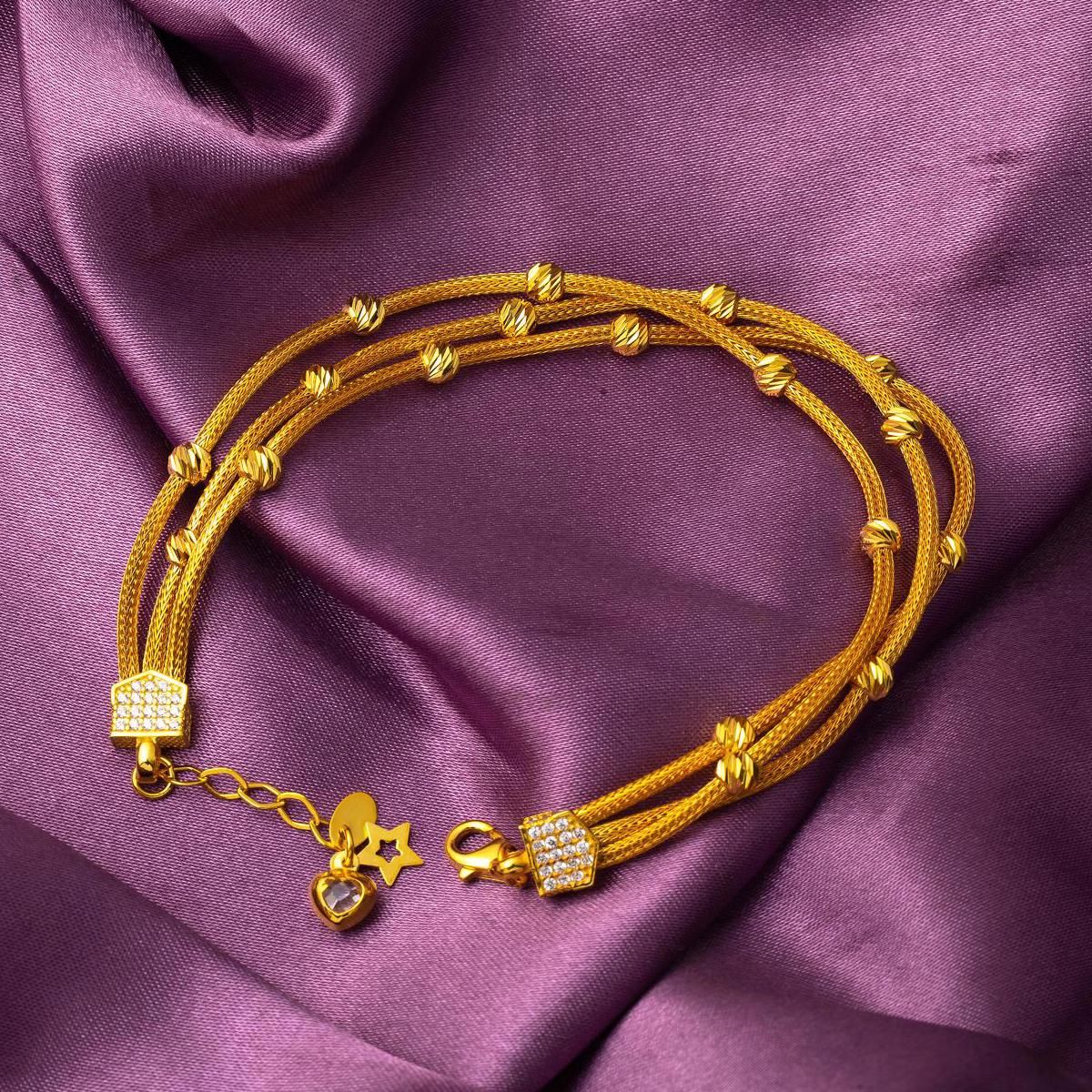 Top Altınlarla İşlenmiş 3 Sıra Zincirli Bileklik ｜ Bilezikci Dorika ...