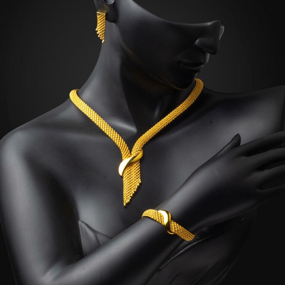 Altın Kemer Örgülü Düğün Takı Seti ｜ Bilezikci Örgü Altın Setler