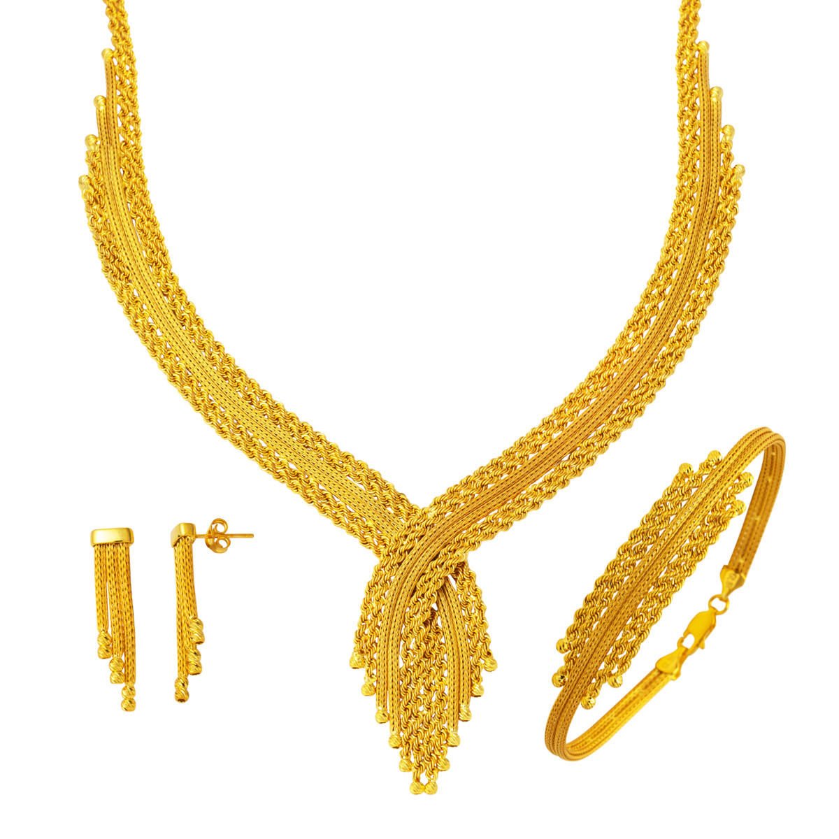 Sarmal Örgülü Altın Set Takımı ｜ Bilezikci Örgü Altın Setler