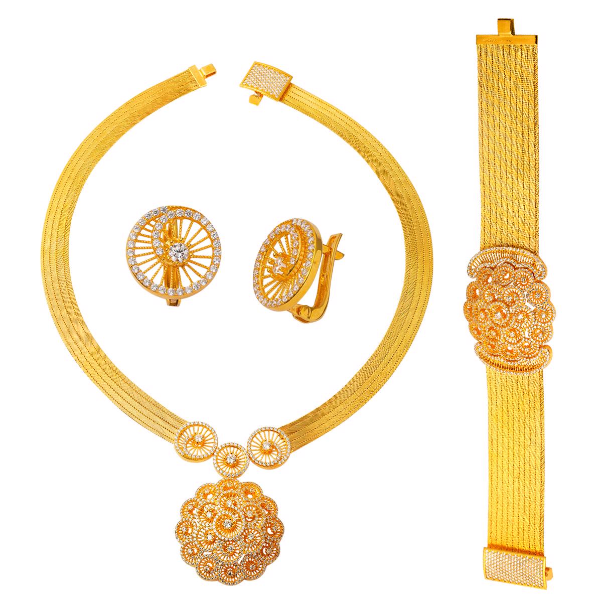 Taşlı 11 Sıralı Trabzon Hasır Altın Set ｜ Bilezikci 8 Ayar Trabzon ...