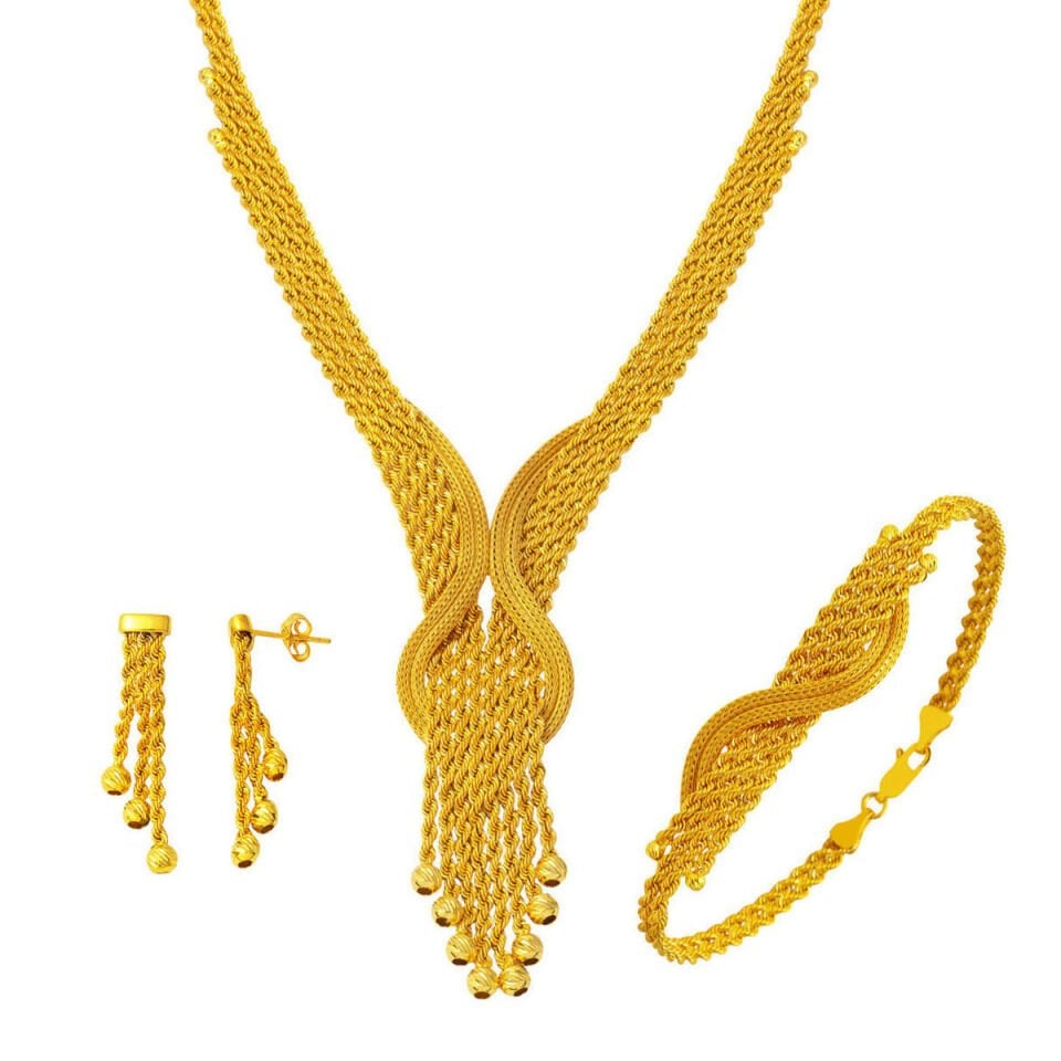 14 Ayar Kazaziye Örgü Altın Set Takımı ｜ Bilezikci Örgü Altın Setler