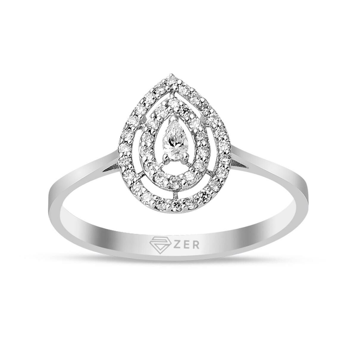 0,17 Karat Damla Pırlantalı Yüzük ｜ Zer Diamond Pırlanta Yüzük