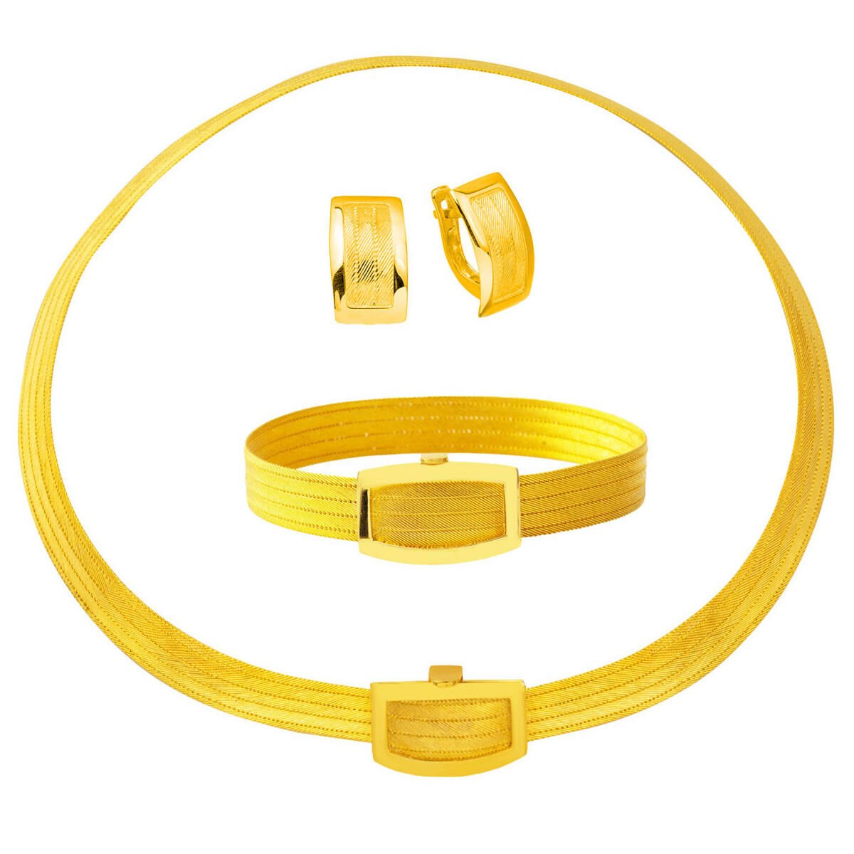 Taşsız 5 Sıralı Trabzon Hasır Altın Takı Seti ｜ Bilezikci 8 Ayar ...