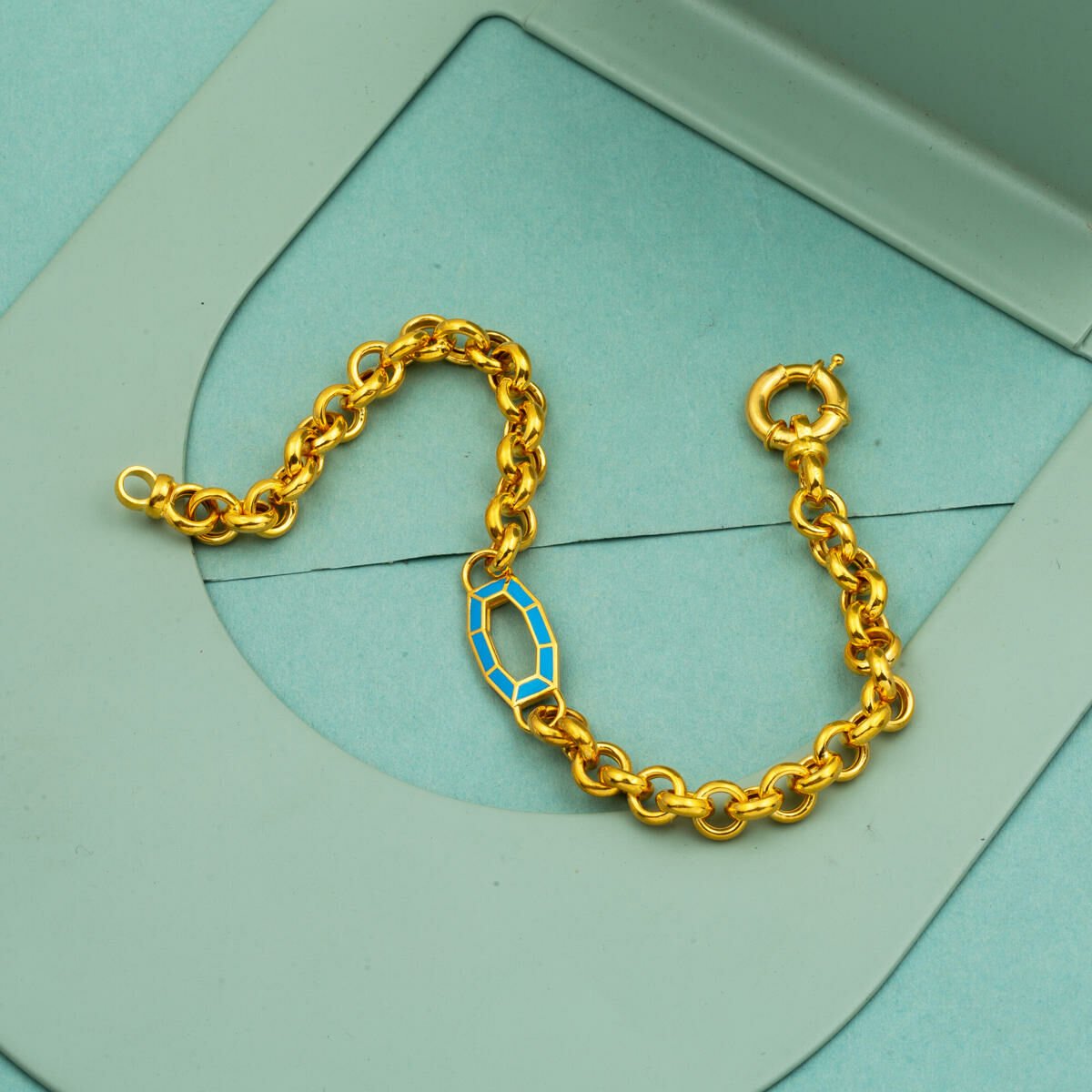 22 Ayar Mineli Halka Zincirli Altın Bileklik ｜ Bilezikci 22 Ayar Bileklik