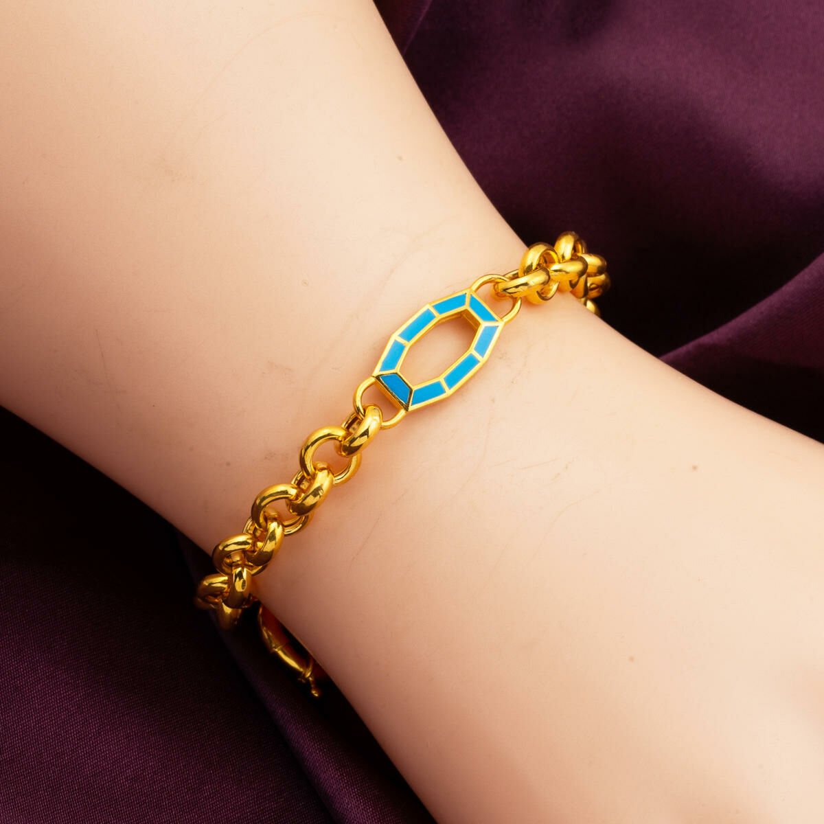 22 Ayar Mineli Halka Zincirli Altın Bileklik ｜ Bilezikci 22 Ayar Bileklik