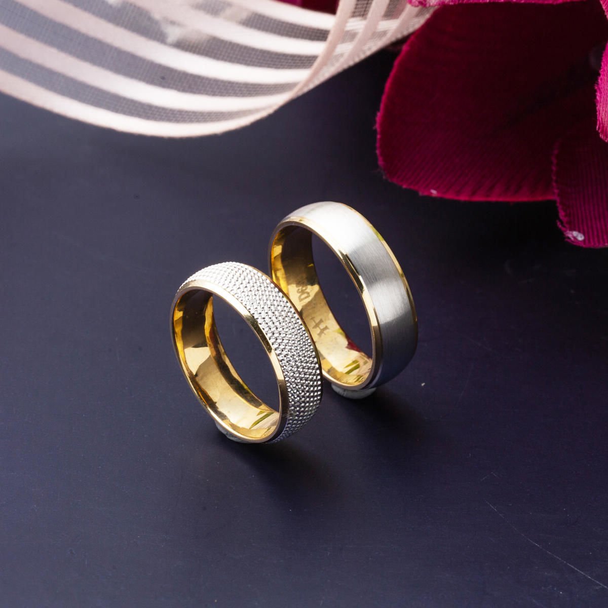 İki Renkli 14 Ayar Erkek Altın Alyans Yüzük ｜ Bilezikci Erkek Altın Alyans