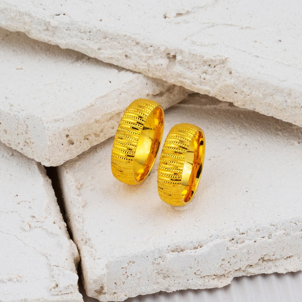 Tırtıllı 22 Ayar Altın Alyans Takımı ｜ Bilezikci 22 Ayar Alyans