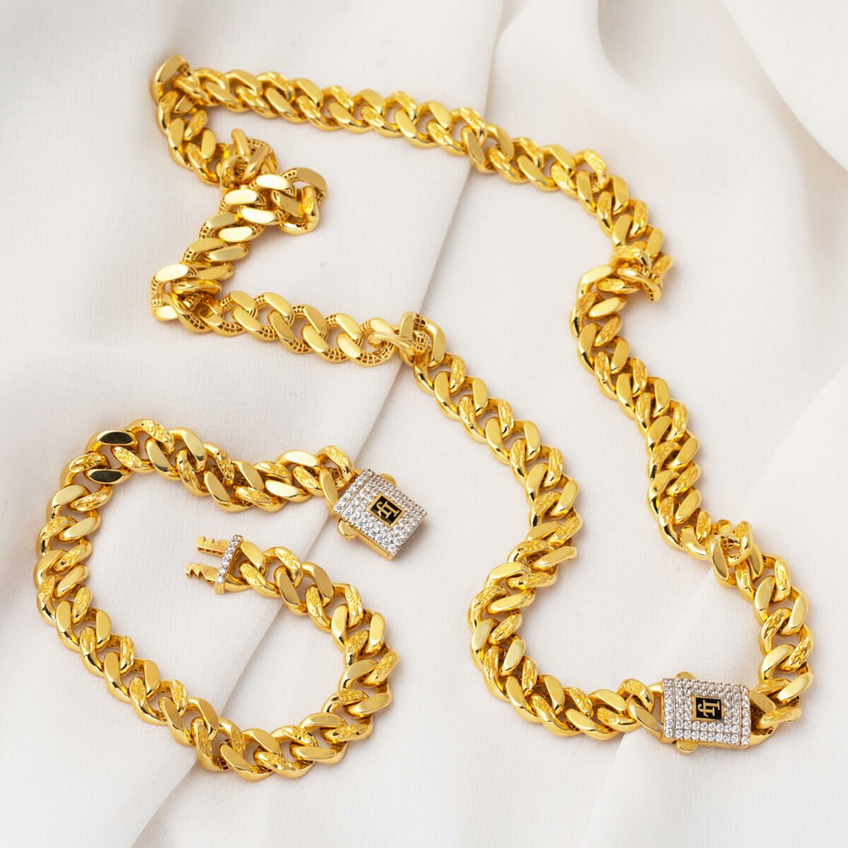 22 Ayar Desenli Altın Gurmet Set Takımı ｜ Bilezikci Kolye - Bileklik Set