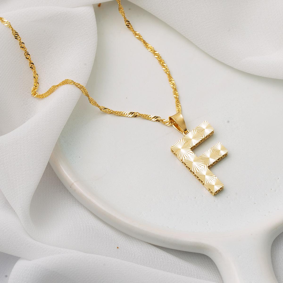 F Harfi 3 Boyutlu Altın Kolye ｜ Bilezikci Harf Kolye