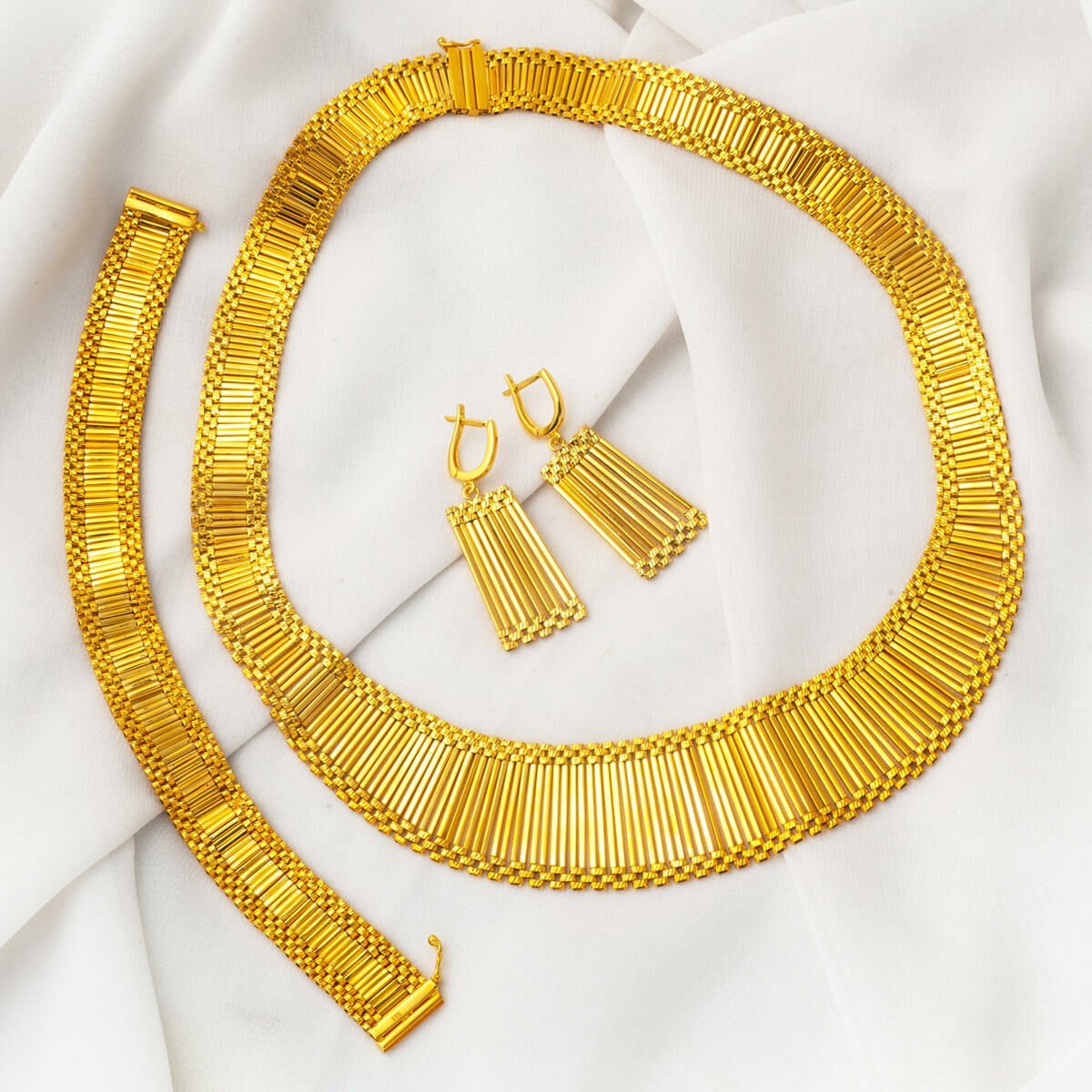 Kleopatra Kalemli 14 Ayar Altın Set Takımı ｜ Bilezikci Taşsız Düğün Setleri