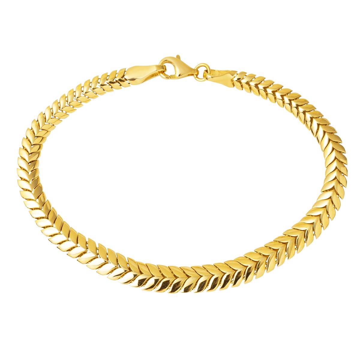 Balıksırtı 14 Ayar Altın Bileklik ｜ Bilezikci Balık Sırtı Ezme Bileklik