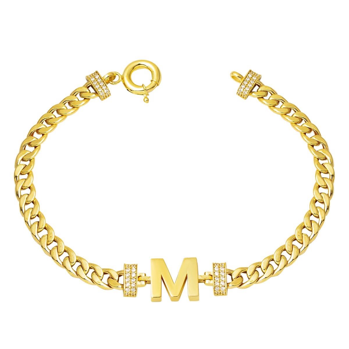 14 Ayar Altın M Harfli Bileklik ｜ Bilezikci Harf - İsim Künyeleri