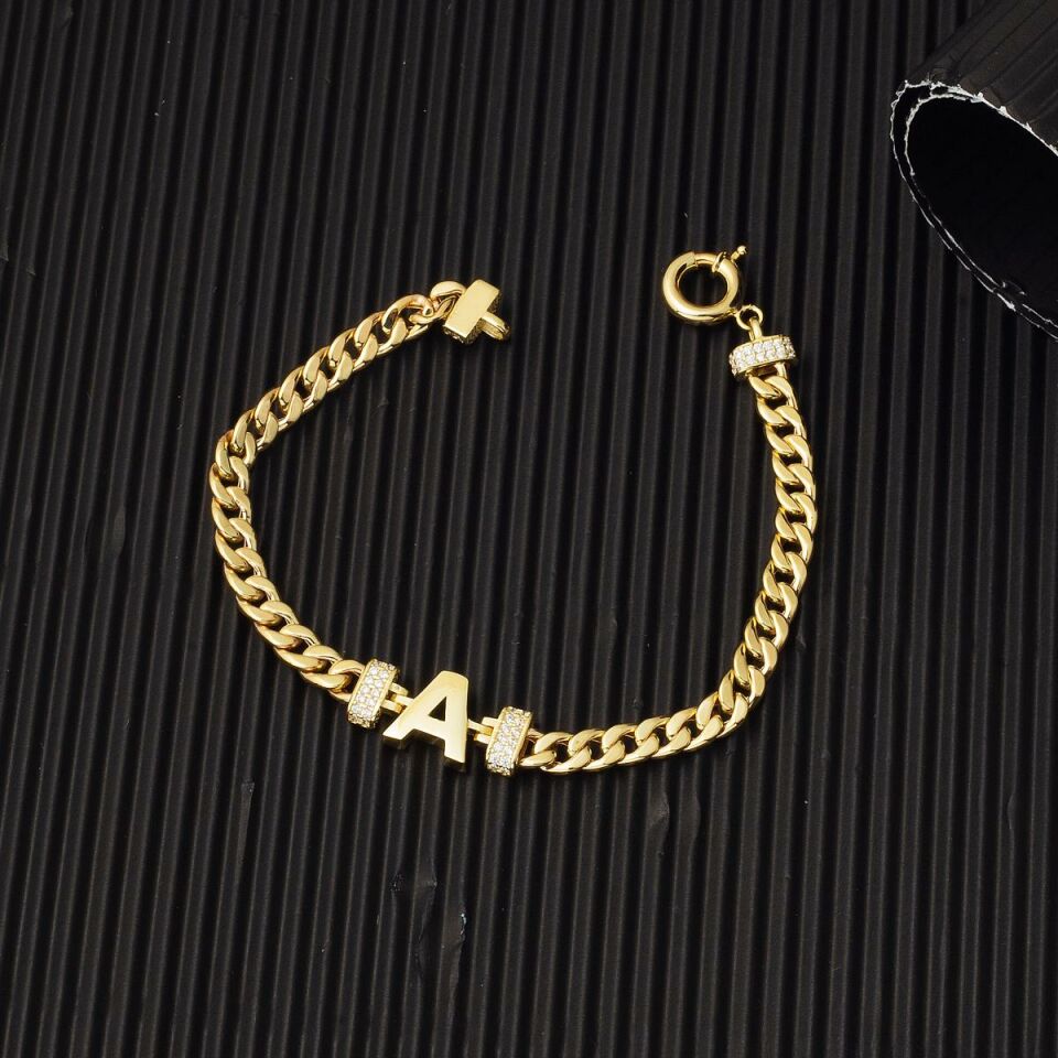 14 Ayar Altın A Harfli Bileklik ｜ Bilezikci Harf - İsim Künyeleri