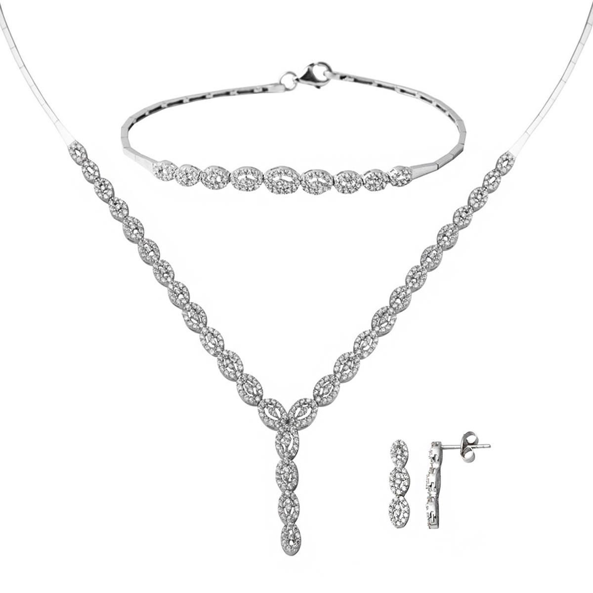 Mela Beyaz Altın Set Takımı ｜ Bilezikci