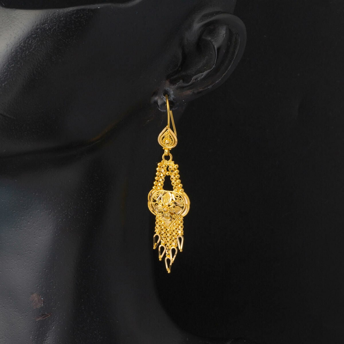 22 Ayar Hint Sarı Altın Küpe ｜ Bilezikci Hint Küpe