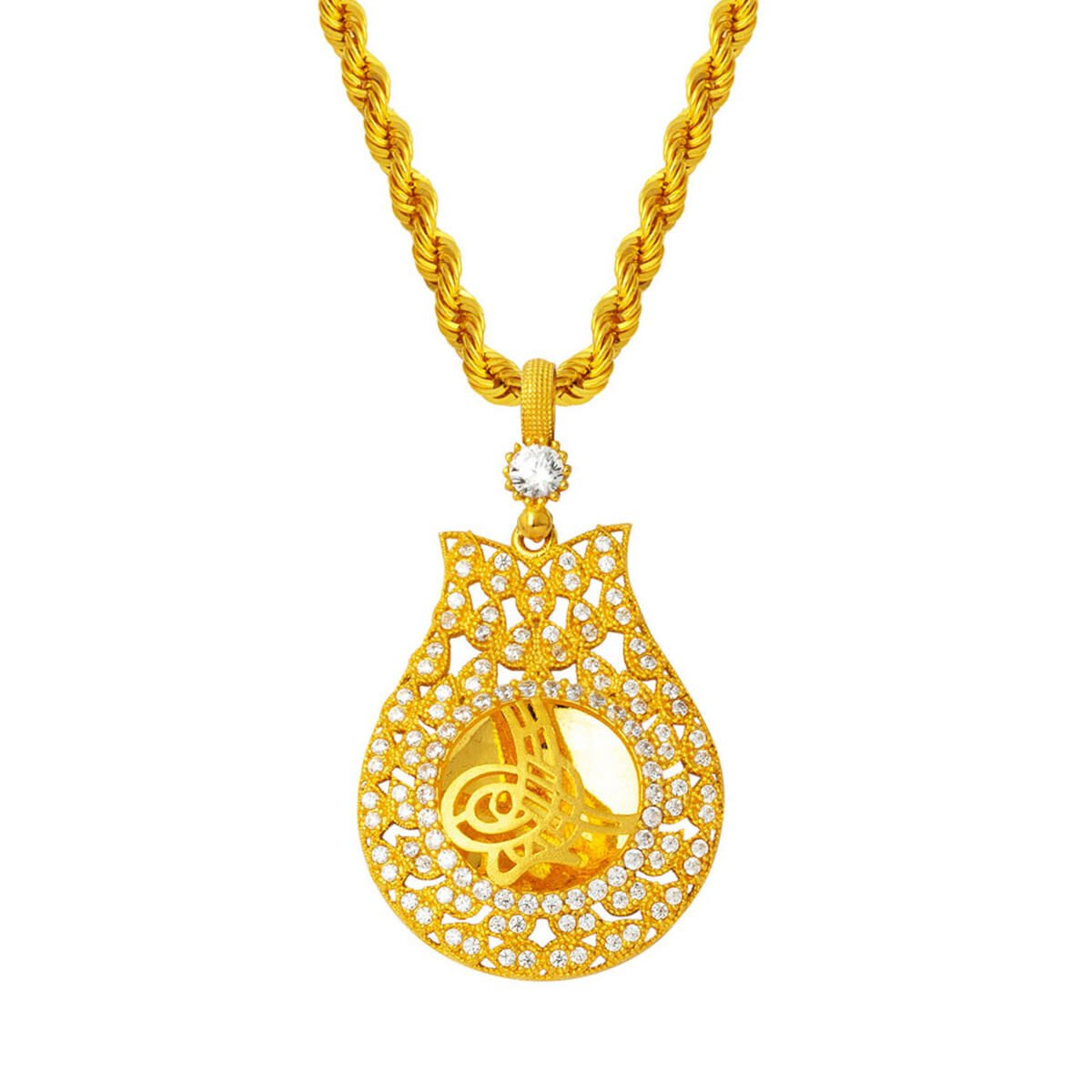 Lale Tuğra Sarı Altın Kolye ｜ Bilezikci Tuğralı Altın Kolye