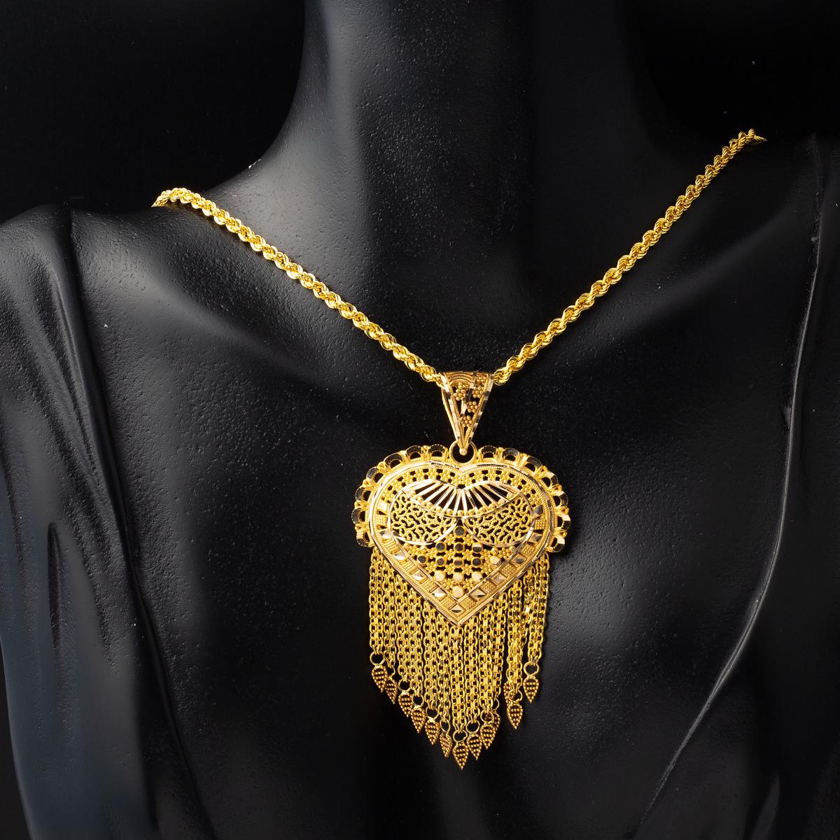 Kalp Şeklinde Püsküllü Hint Altın Kolyesi ｜ Bilezikci Hint Kolyesi