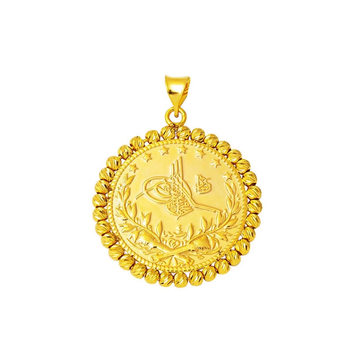 14 Ayar Reşat Baskılı Altın Kolye Ucu ｜ Bilezikci Tuğralı Kolye Uçları