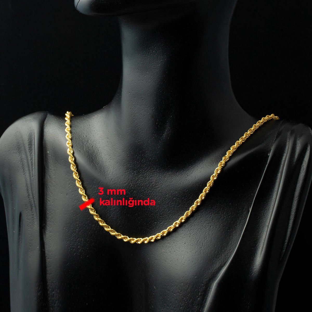 Burma Halat Zincir Altın Kolye 70 cm. ｜ Bilezikci 8 Ayar Burma Zincir