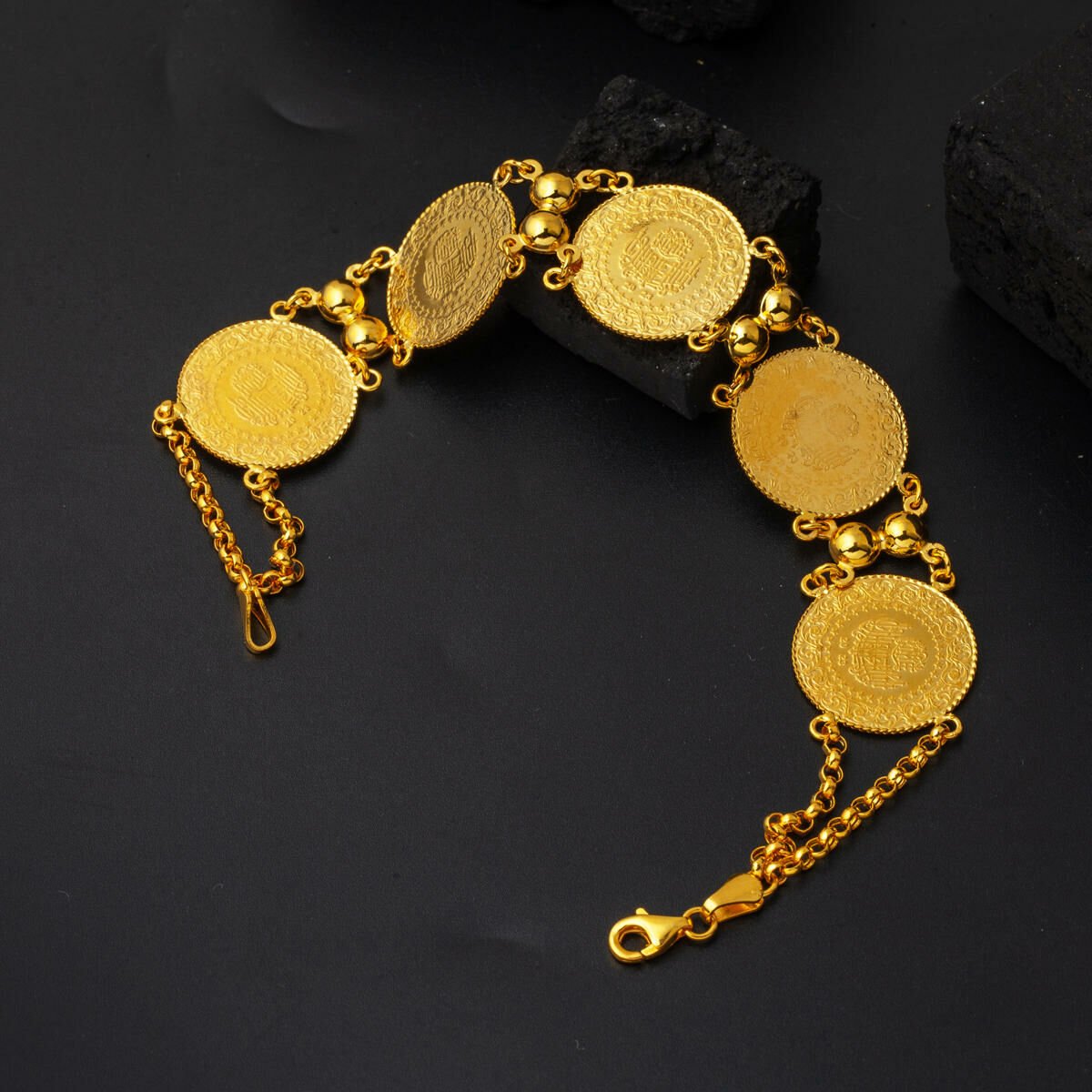 5 Çeyrek Altınlı 14 Ayar Zincirli Bileklik ｜ Bilezikci Çeyrek Altınlı ...