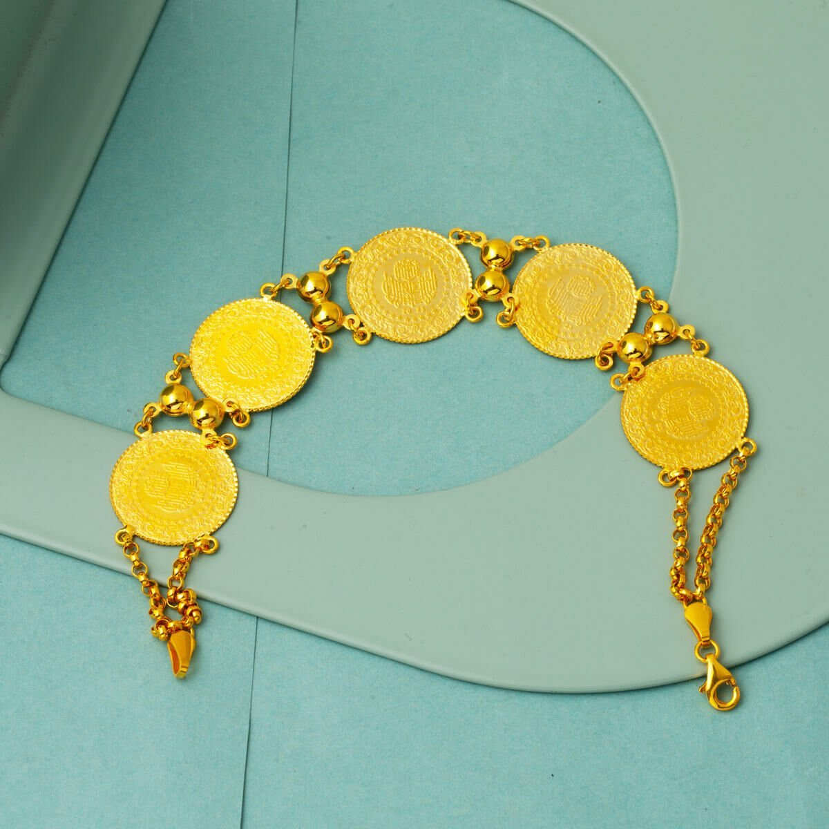 5 Çeyrek Altınlı 14 Ayar Zincirli Bileklik ｜ Bilezikci Çeyrek Altınlı ...