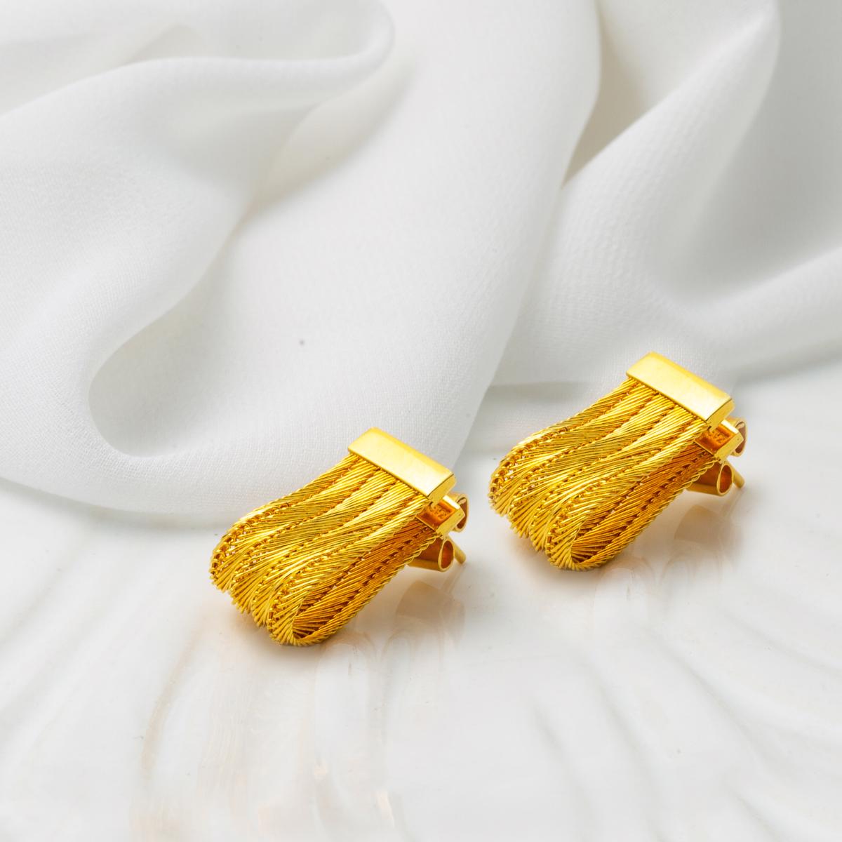 Trabzon Hasır 14 Ayar Altın Küpe ｜ Bilezikci Trabzon Hasır Küpe