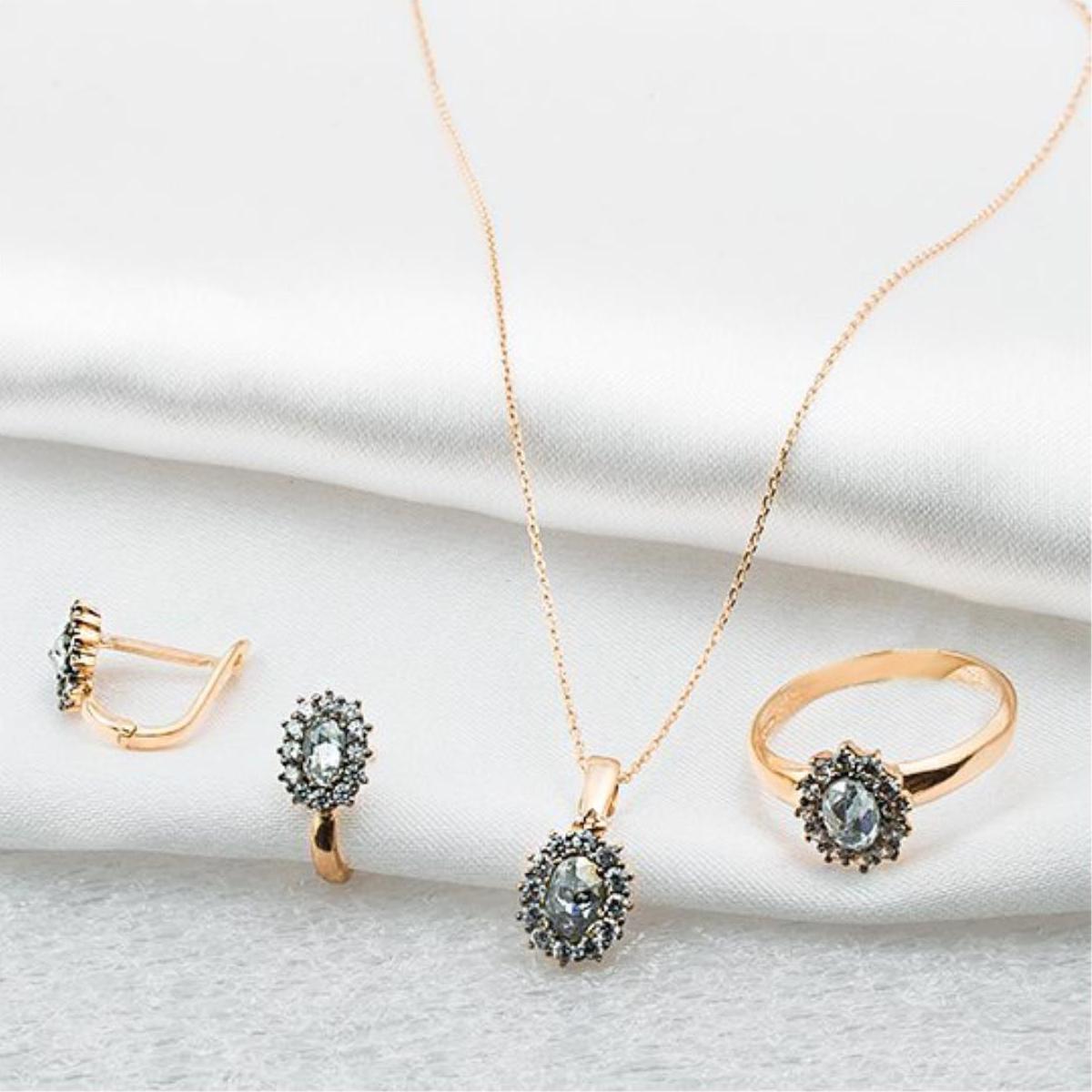 Elmas Montür 14 Ayar Rose Altın 3'lü Set ｜ Bilezikci 3'lü Mini Setler