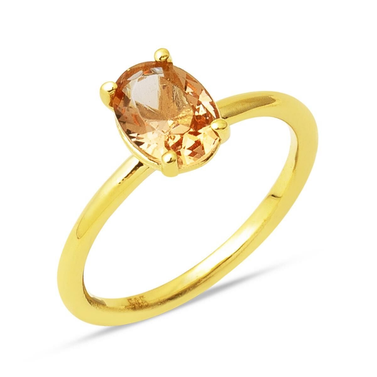 14 Ayar Sitrin Oval Taşlı Altın Yüzük ｜ Bilezikci Renkli Taşlı Yüzük